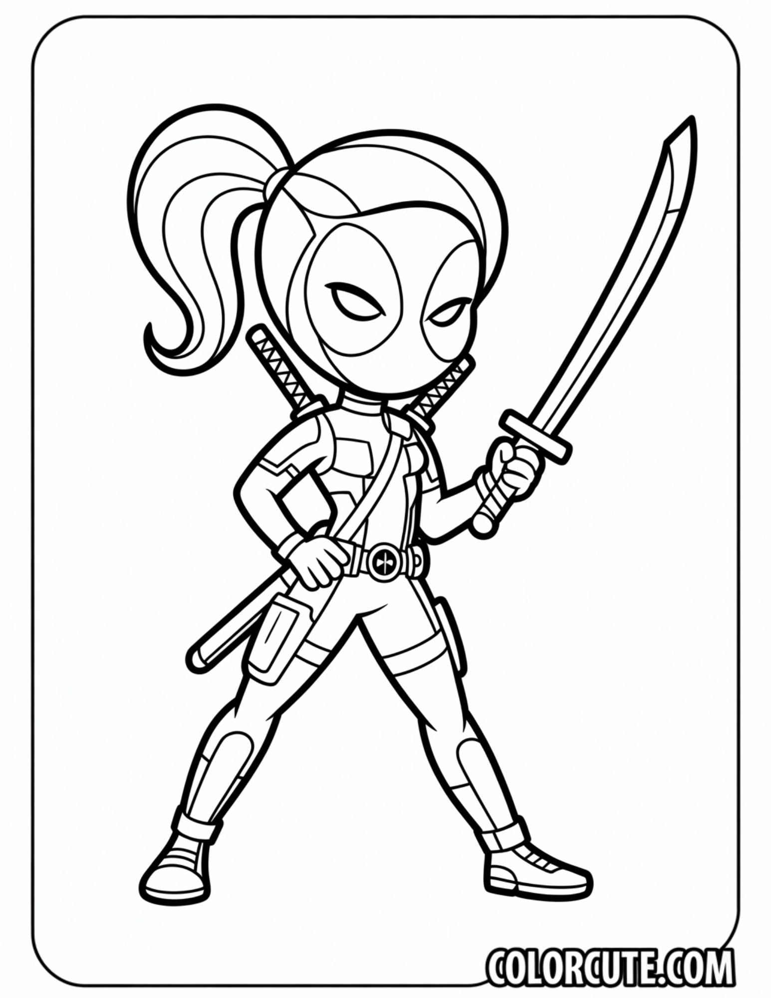 Lady Deadpool Coloring Pages | Free PDF Printables – Color Cute - Free ...