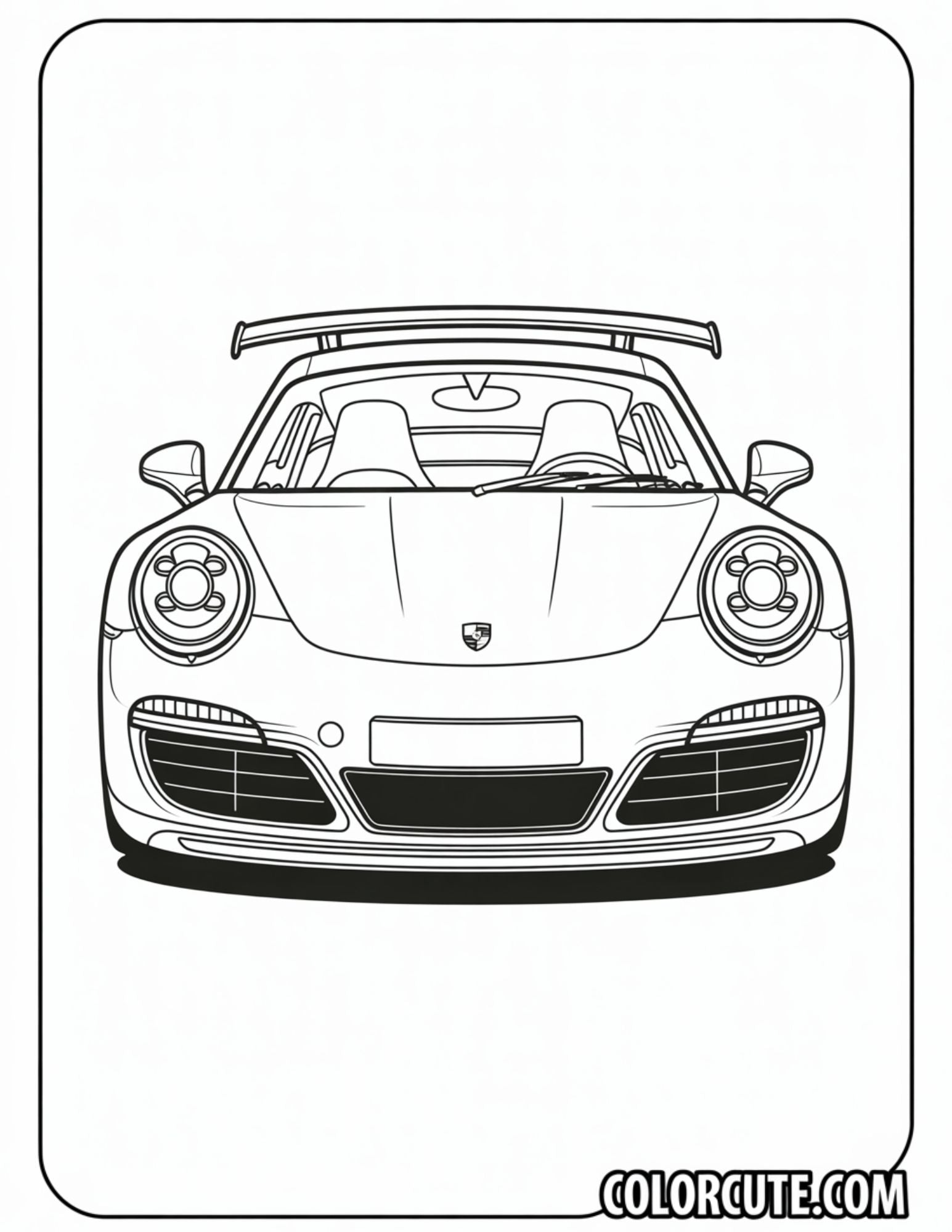 Porsche Car Coloring Page | Free PDF Printables – Color Cute - Free ...