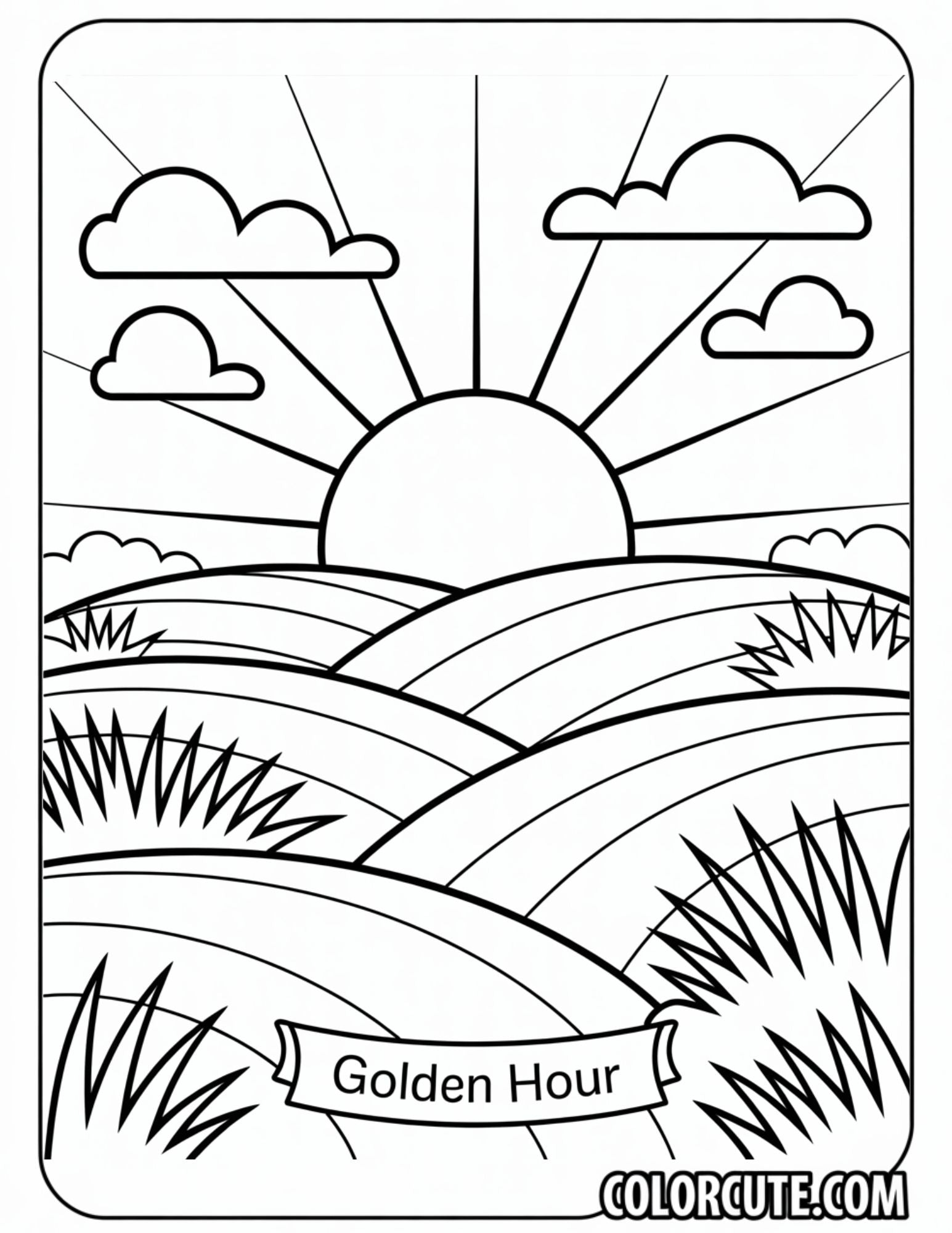 Setting Sun Coloring Page | Free PDF Printables – Color Cute - Free ...