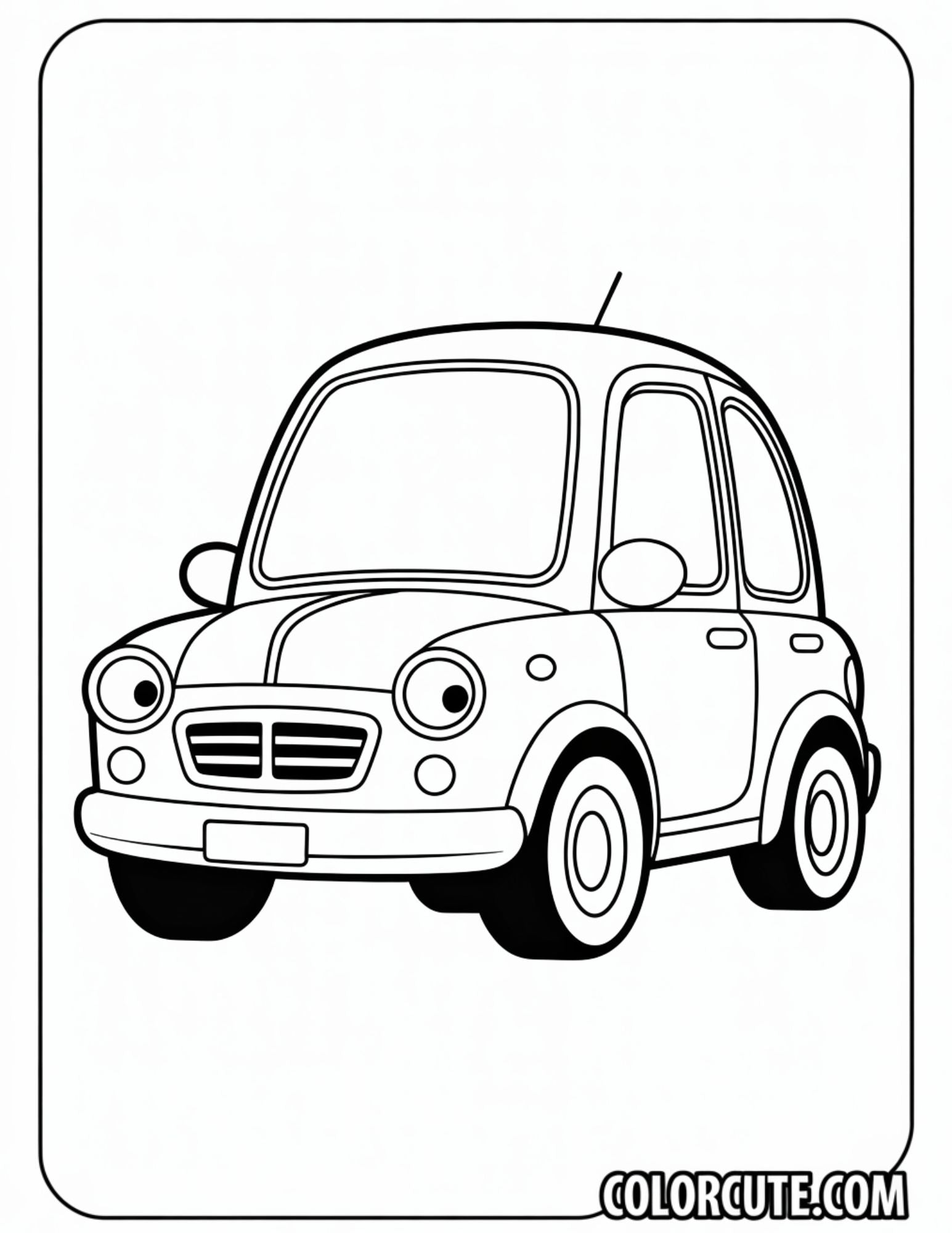 Simple Car Coloring Pages | Free PDF Printables – Color Cute - Free ...