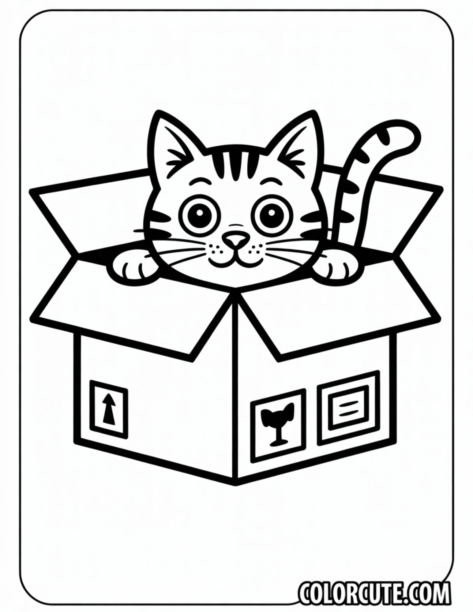 Cat in a Box Coloring Pages | Free PDF Printables – Color Cute - Free ...
